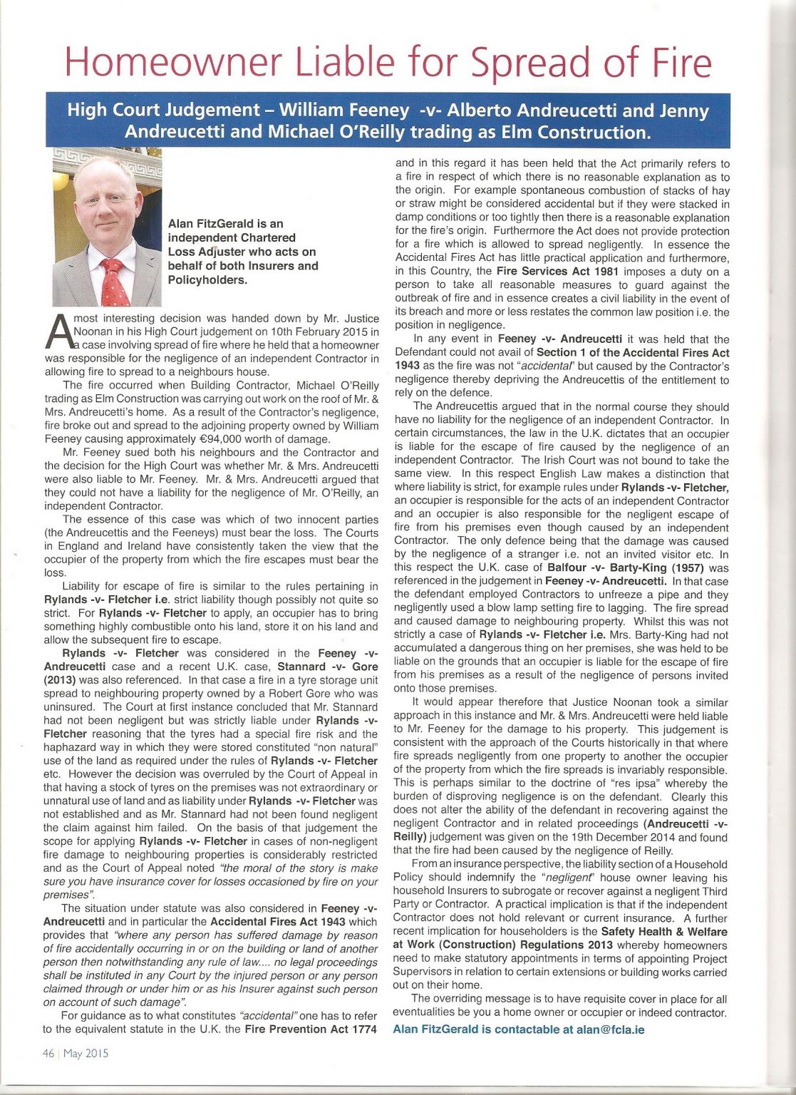 Irish Broker magazine May 2015 edition - FCLA